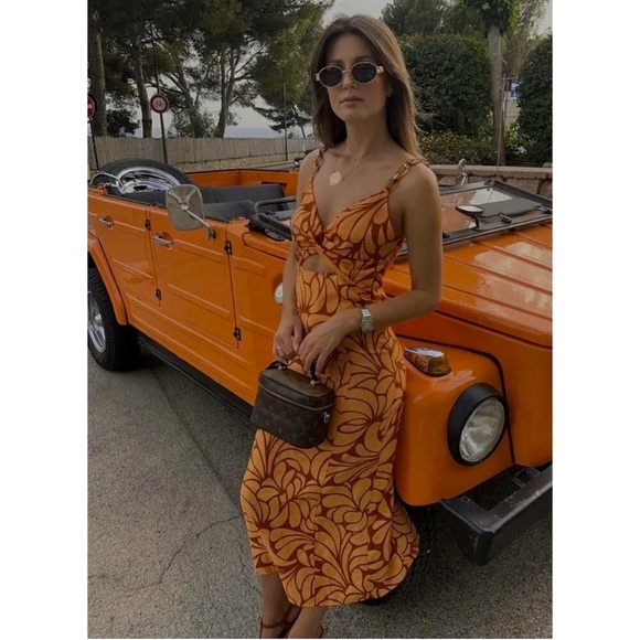 Zara | Dresses | Zara Rustorange Chain Strap Midi Dress | Poshmark